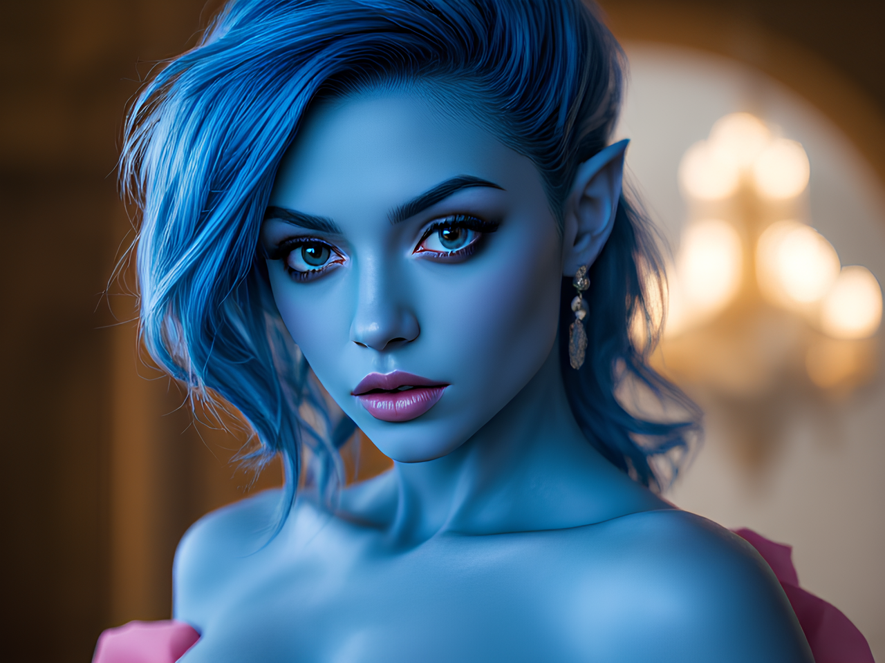 EpicImag — Create blue skin alien woman with blue hair and wearing a ...